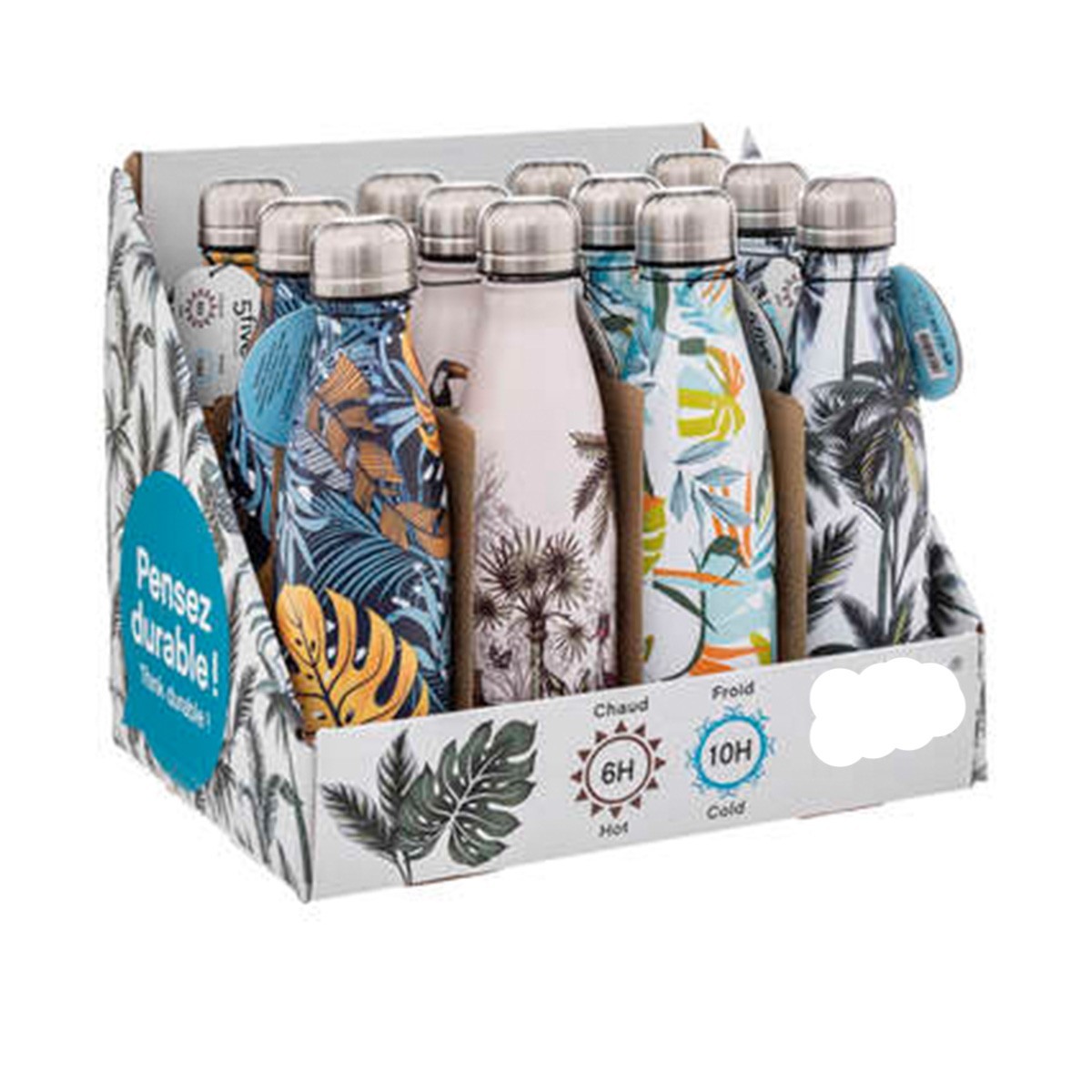 VACUUM BOTTLE 500ML STAINLESS STEEL 4 DESIGNS