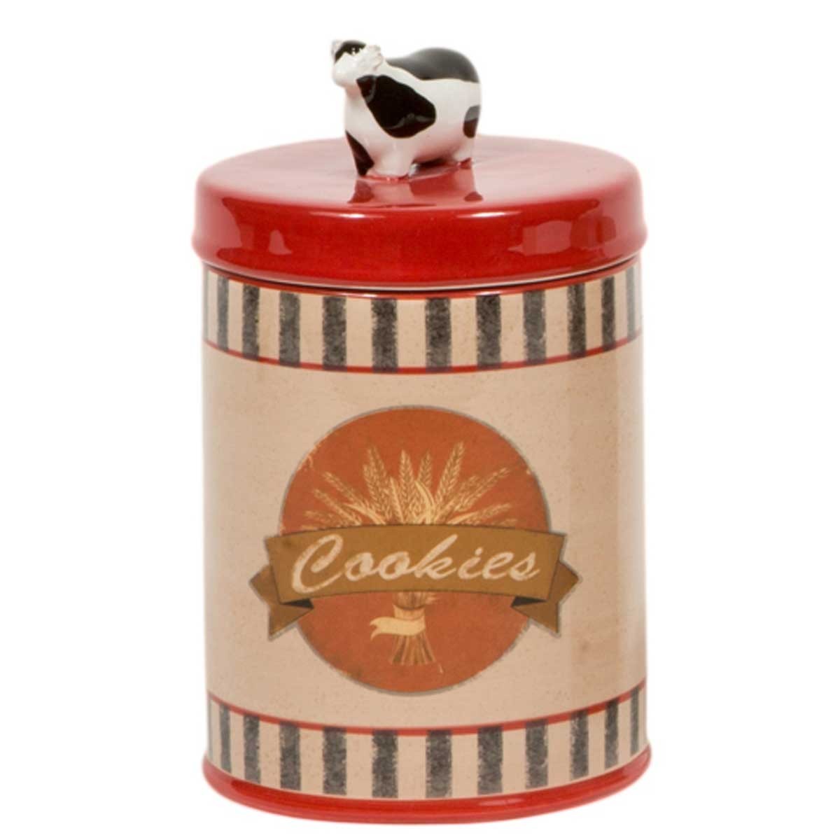 COW JAR WITH LID RED CERAMIC 12X20 CM