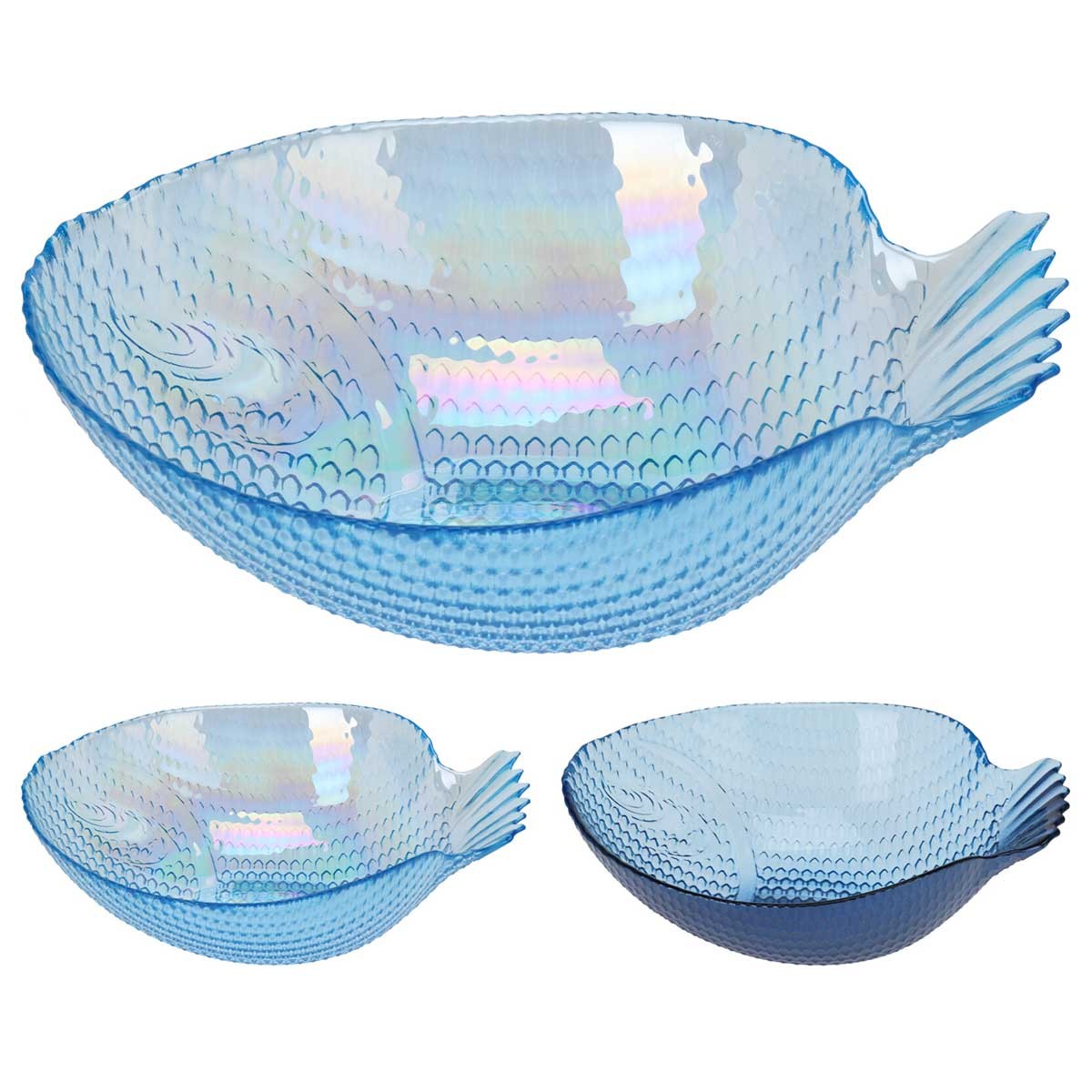 FISH GLASS BOWL 24X19,5X7CM 2 COLORS