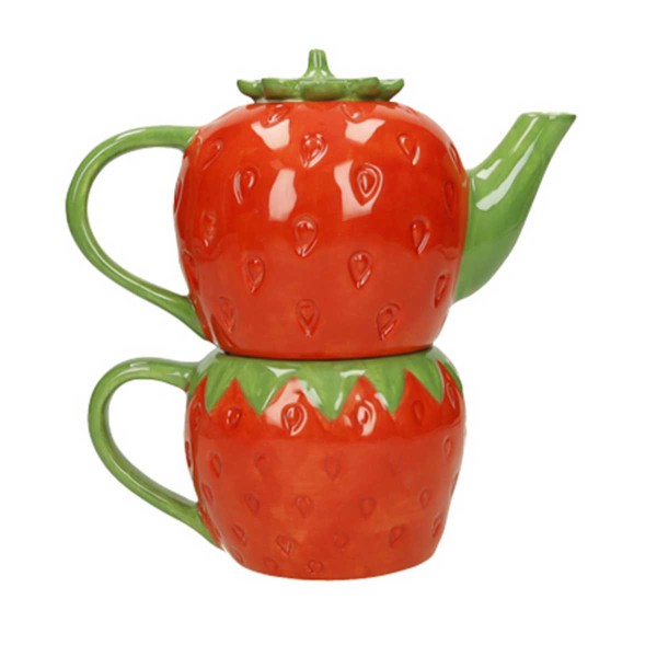 STRAWBERRY ΣΕΤ 2 ΤΣΑΓΙΕΡΑ & ΚΟΥΠΑ ΚΕΡΑΜΙΚΟ