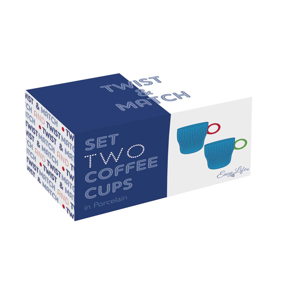 TWIST&MATCH BLUE 2PCS PORCEL COFFEE CUP 90ML SET