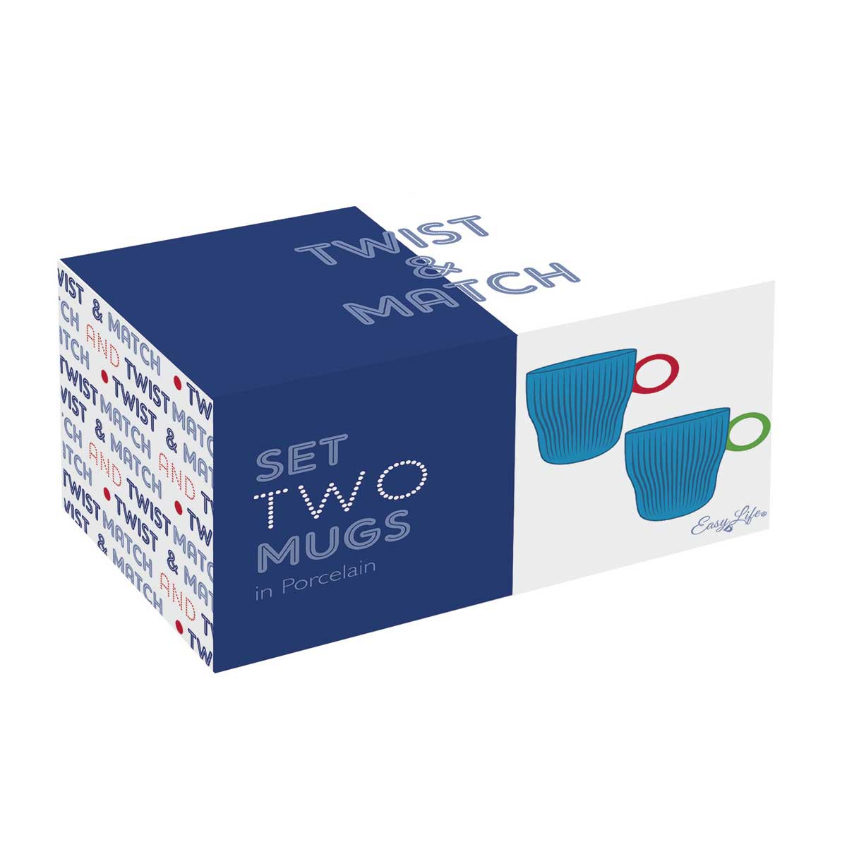TWIST&MATCH BLUE 2PCS PORCELAIN MUG 300ML SET